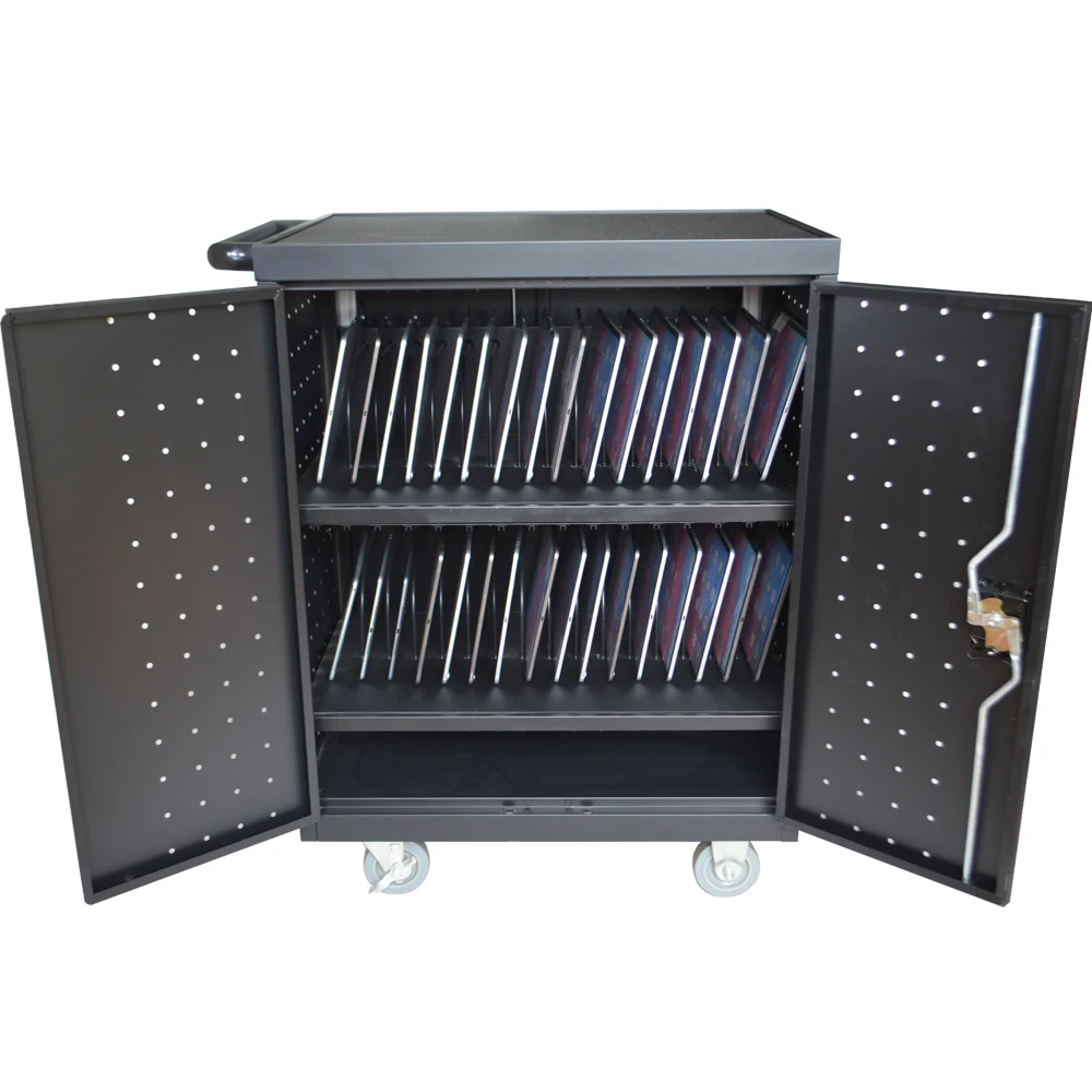Modern Design Laptop Storage Charging Cart With 32 Outlets Safe Storage ...