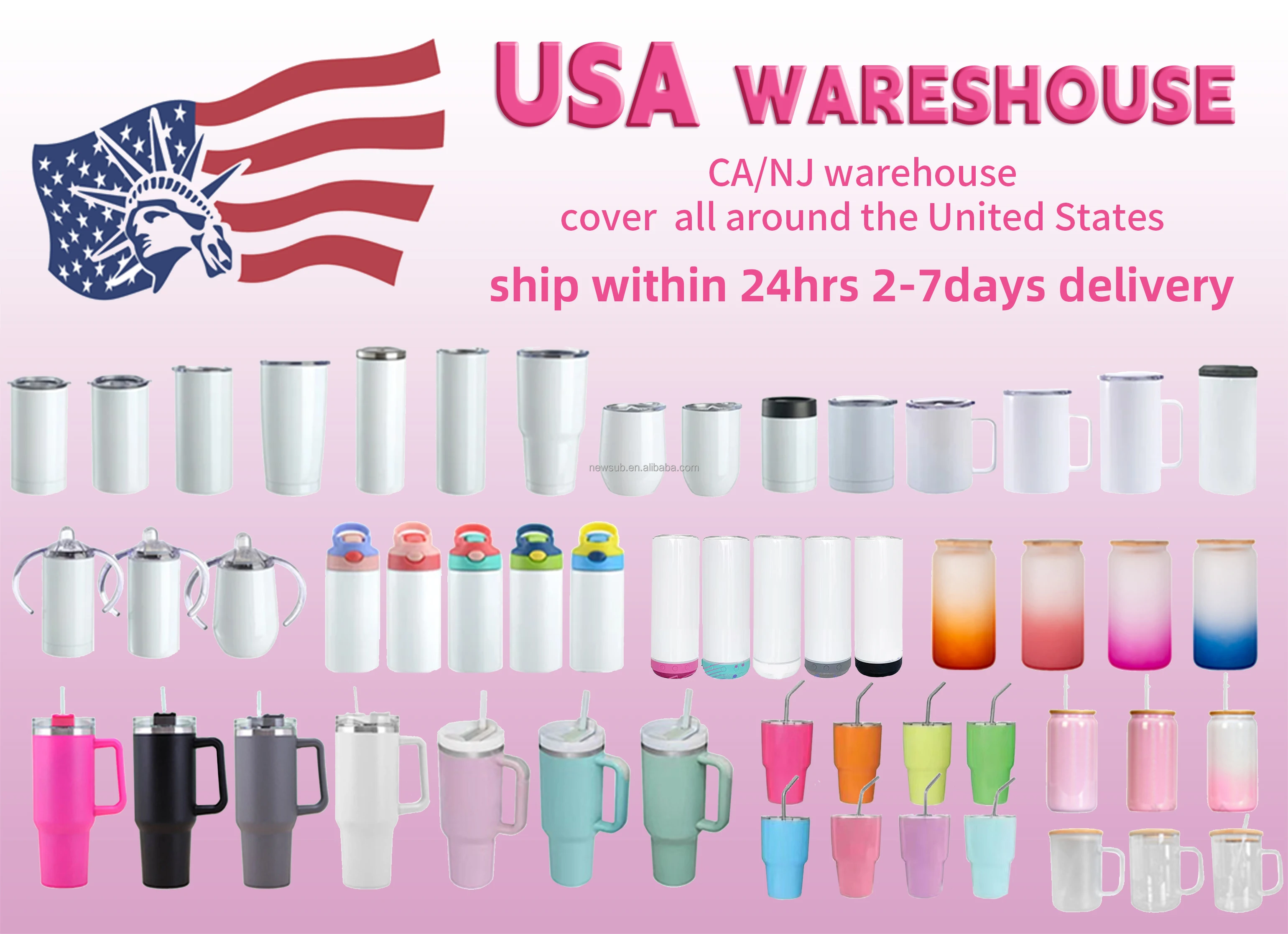 USA Warehouse Sublimation White 3oz Double Wall Stainless Steel Mini ...