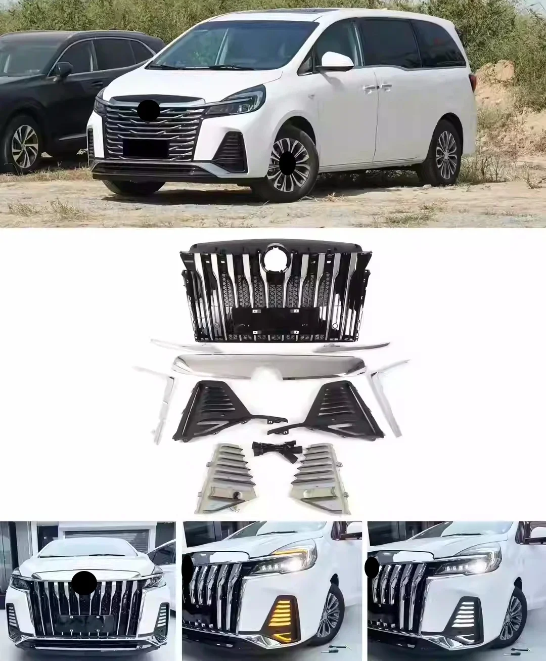 Body Kit Grill Mask Grid Radiator Grille Daytime Running Light Assembly ...