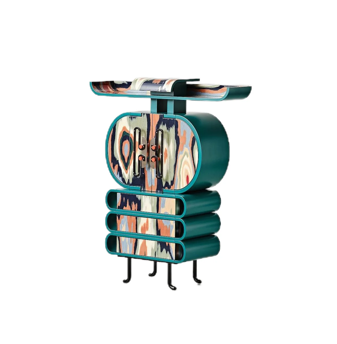 Modern Vintage Living Room Wood Cabinets Geometric Abstract Graffiti ...