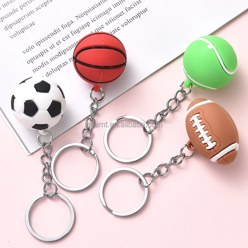 New Product Pvc Basketball Football Key Chain Rugby Key Ring Tennis ...