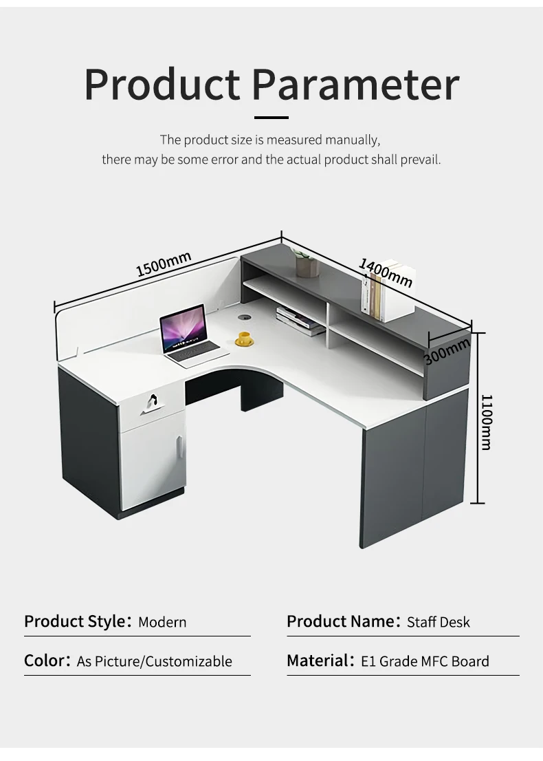 ZITAI Modern Partition Office Table - Laptop L Shape Desk