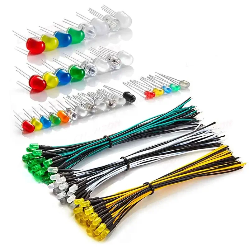 20cm Pre Wired 5mm 12V 24V 220V LED Light Lamp Bulb Prewired Emitting ...