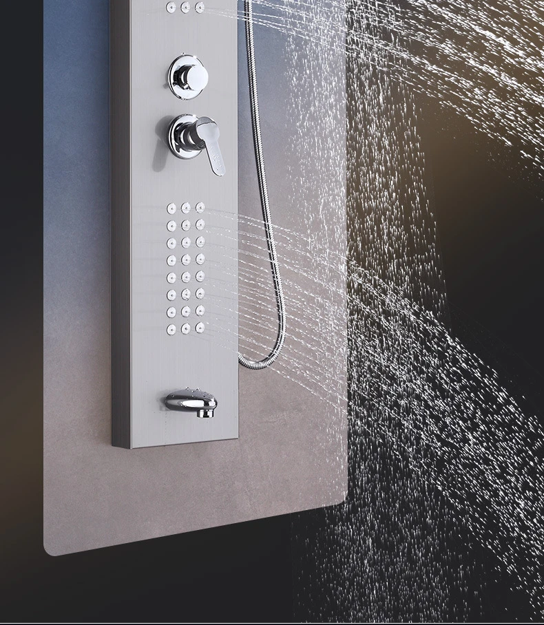 Stainless Steel Shower Panel - Five Levels of Water Outlet