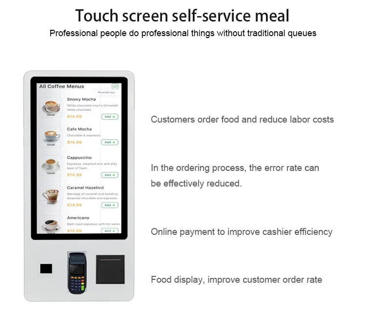 32 Inch POS System with 80mm Printer - Self Ordering Kiosk