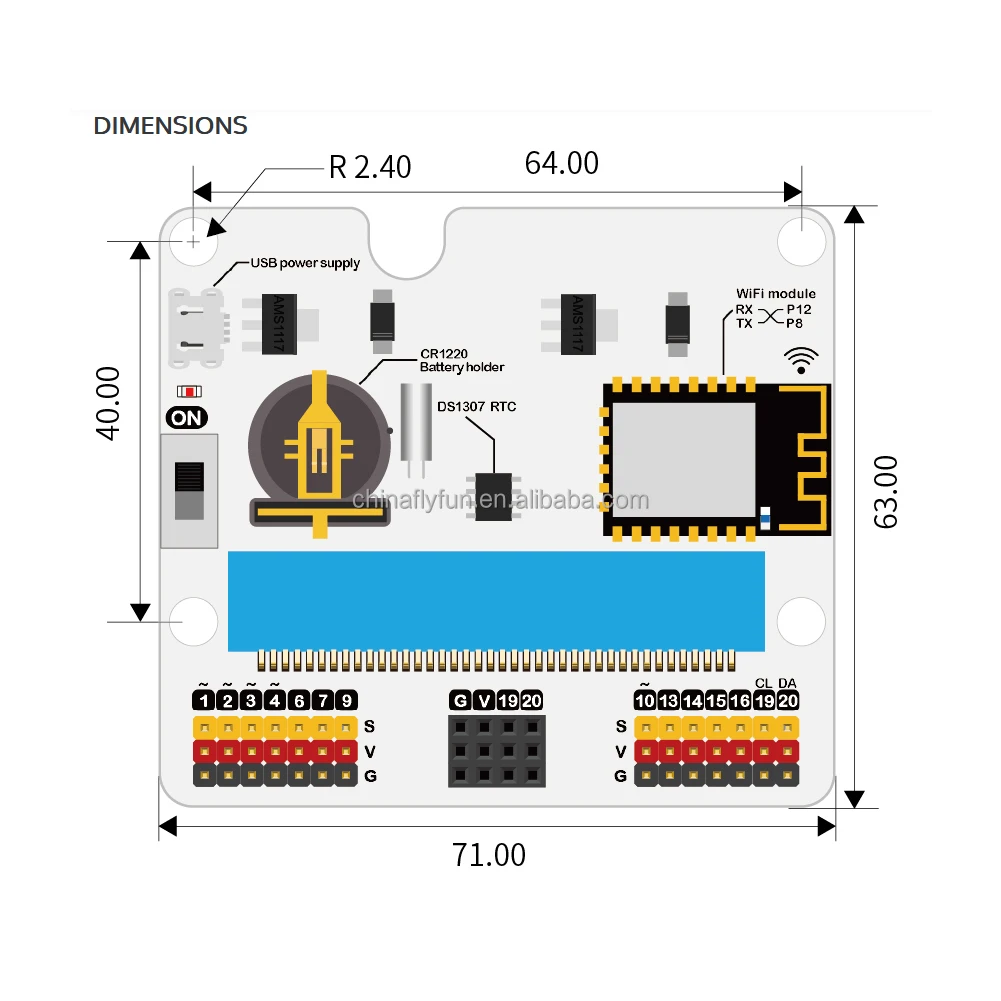 Diymall Esp8266 Iot:bit Extension Board (internet Wifi Extension Board ...