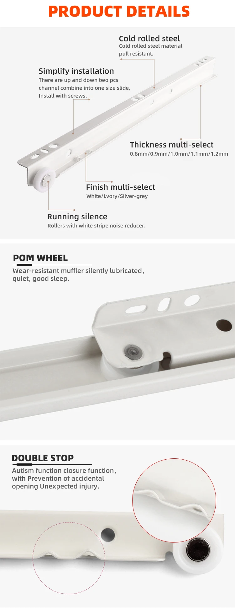 Ds001 Fgv Coating Bottom Mounting Drawer Rail Telescopic Full Extension ...