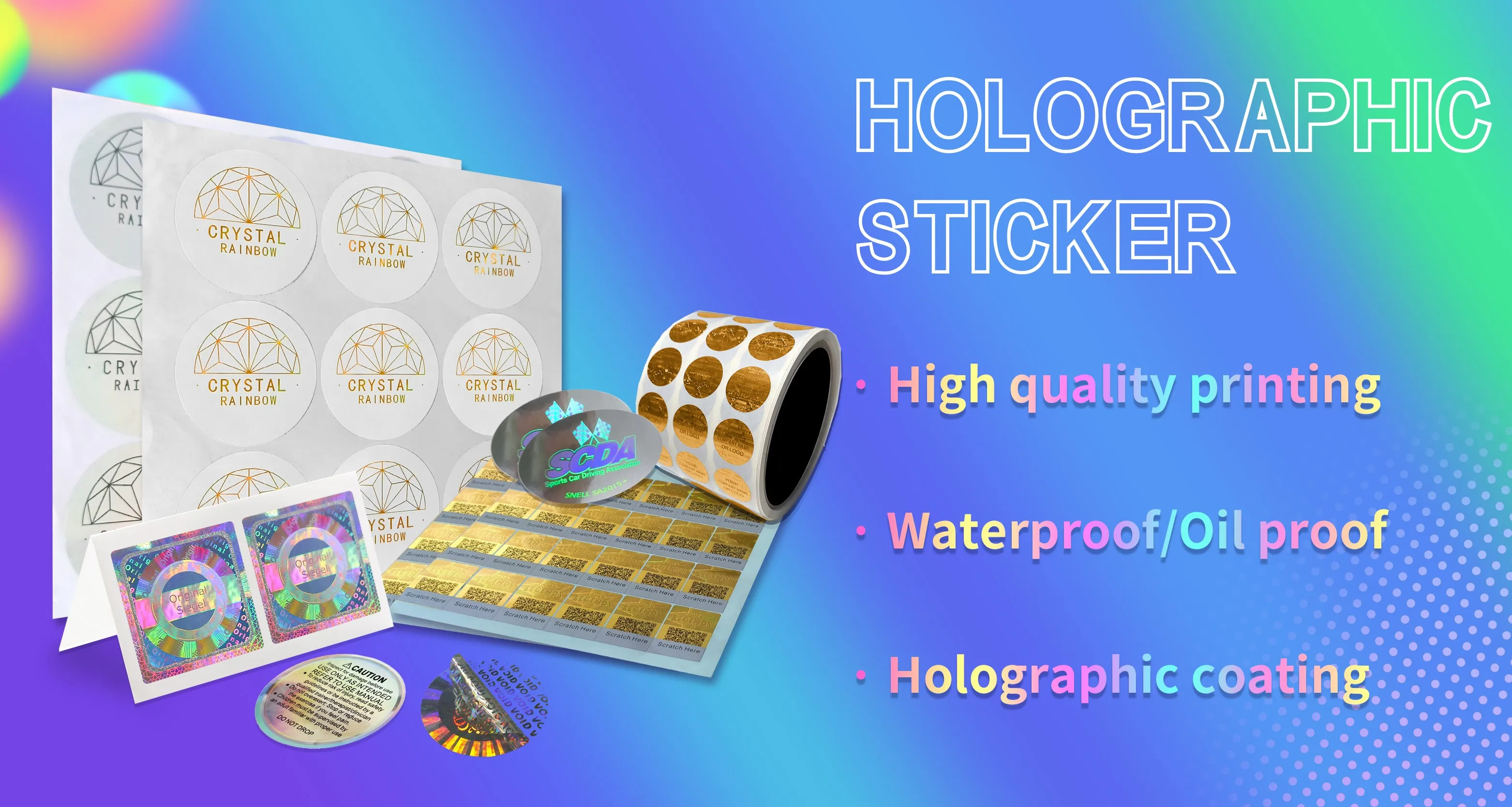 Holographic Custom Stickers Paper Labels Qr Code Sheet Roll Printable ...