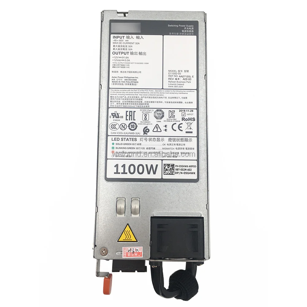 For Dell R520 R620 R720 1100w Power Supply E1100d-s0 Aa27120l E 5g4wk ...