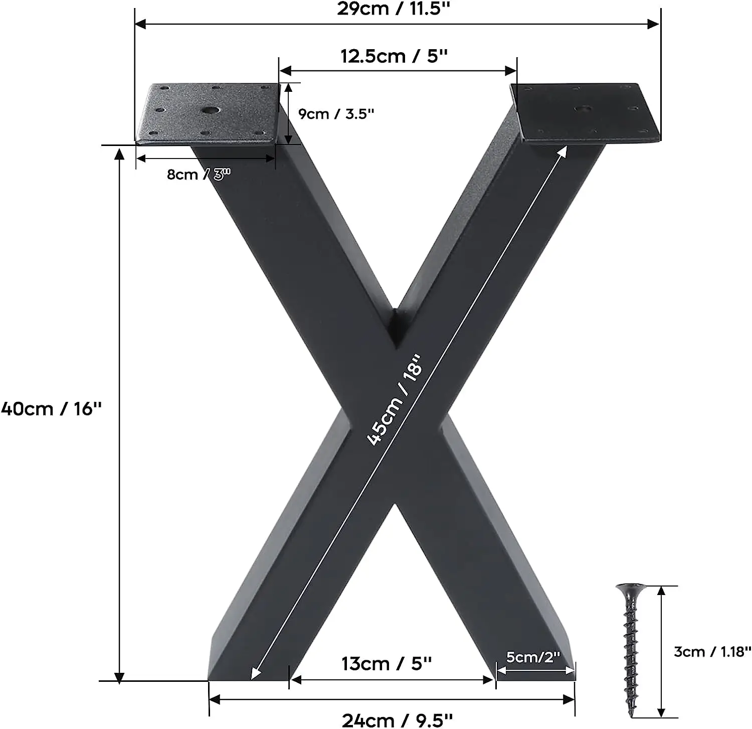 X-shape Metal Bench Legs X-frame End Table Legs Bench Mid Century ...