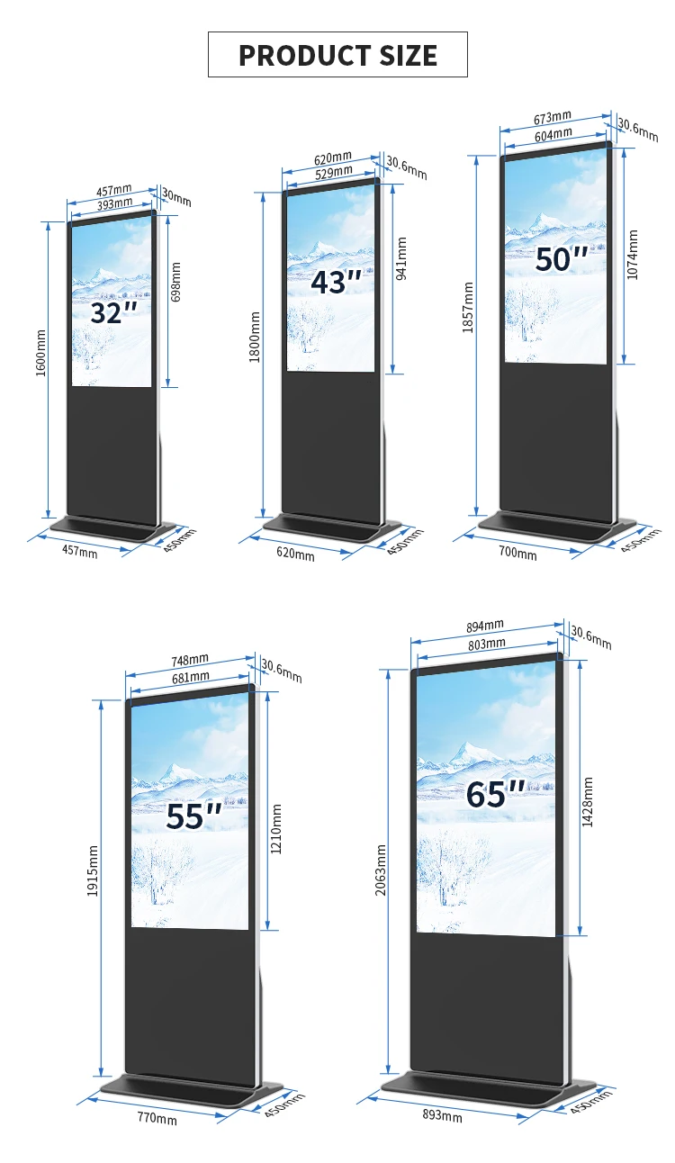 HUSHIDA Indoor Led Screen Totem Vertical Monitors Touch Screen Display ...