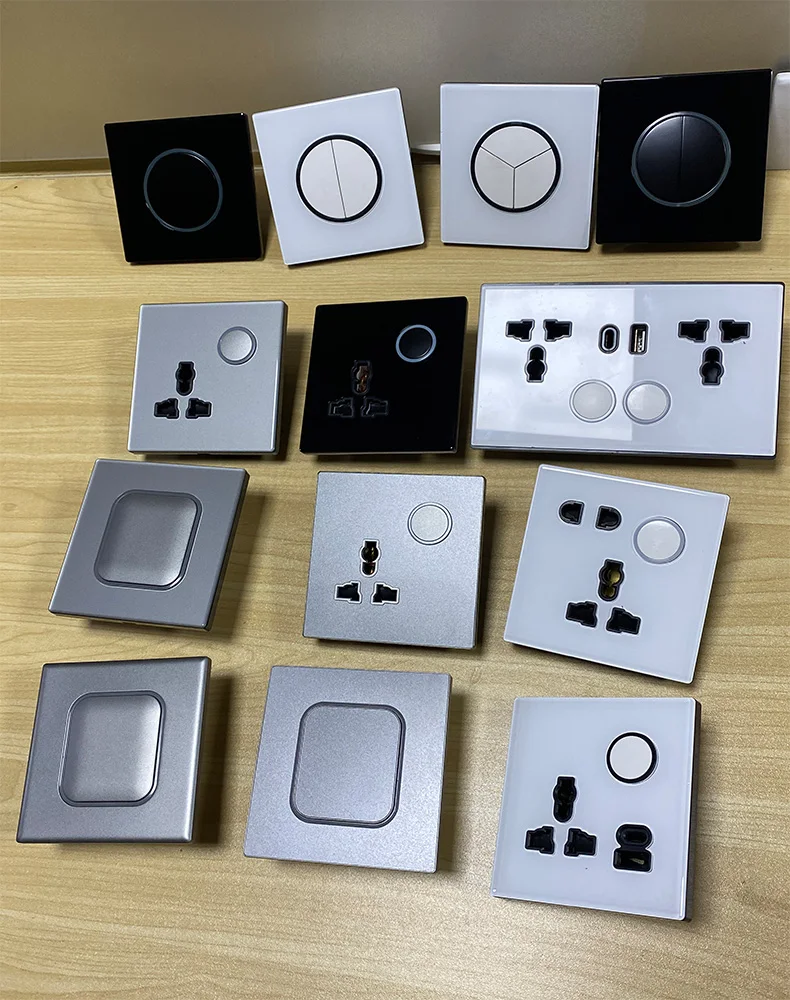 UK Universal Standard Wall Switch Socket - Full Glass 110V 13A