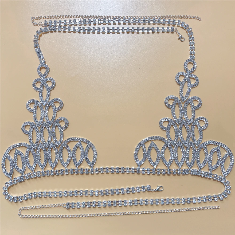 Fashion Rhinestone Sexy Diamond Bras Body Chain Women Nightclub Bikini