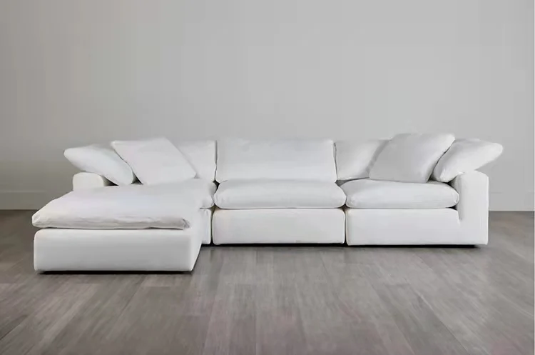 Modular Sofa Set in White Duck Feather Fabric - Removable Covers for ...