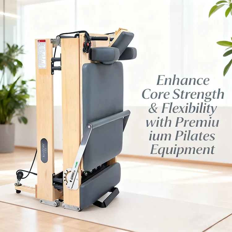 Portable Pilates Reformer - Foldable Wood Fitness Machine