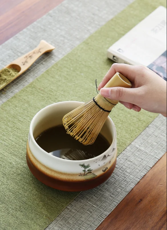Traditional Japanese Matcha Set - Bamboo Whisk & Ceramic Bowl