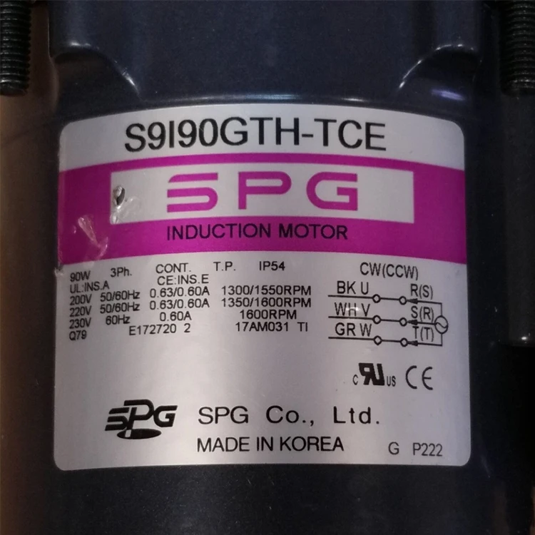 SPG Original Induction Motor S9I90GTH Plus Gear Head for Industrial ...