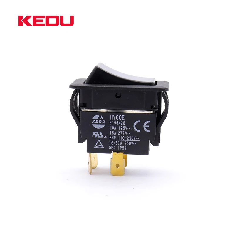 KEDU HY60E Rocker Switch with Red Light Indicator - 250VAC, 16A