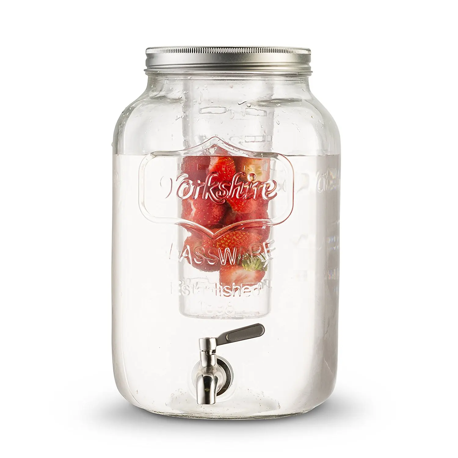 Circleware Yorkshire Glass Beverage Dispenser With Metal Lid Filter ...