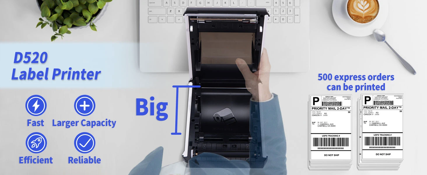 Aimo D520 Desktop Label Thermal Printer Bluetooth No Ink Printer For ...