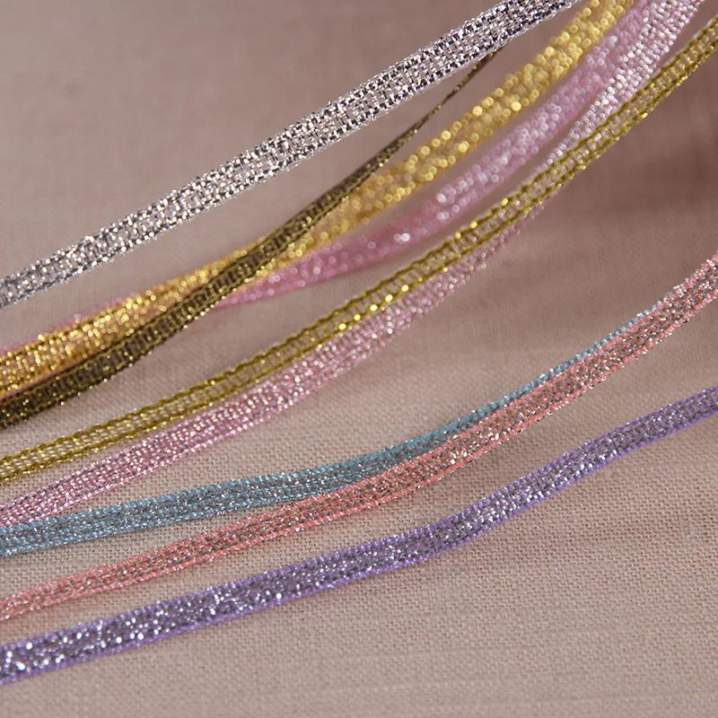 3mm Colorful Gold, Silver, pink Glitter Diy Ribbons for Sugar Boxes ...