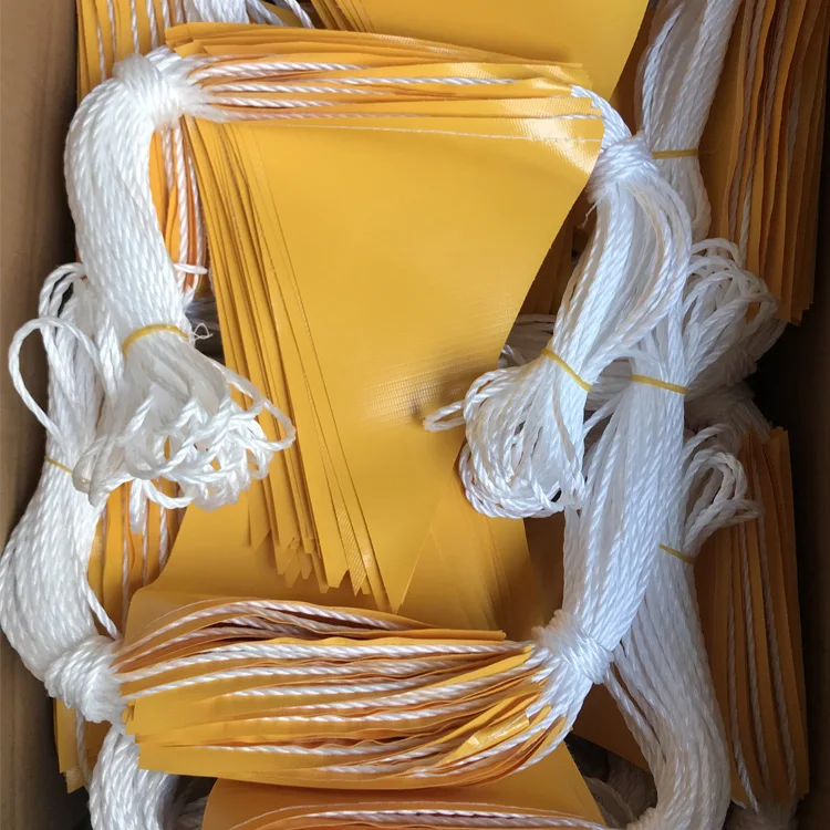 yellow safety bunting flag ,30M with 45 pcs flags with white rope for ...