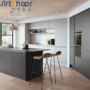 Flat Pack Kitchen Cabinets With Center Storage Island Cabinet Laminated ...