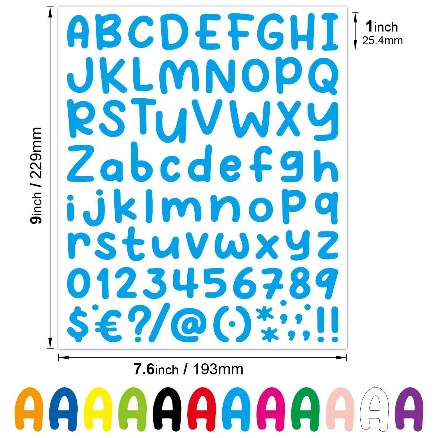 DIY Alphabet Letters and Numbers Stickers 12 Colors Self Adhesive ...