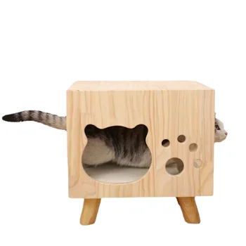 People And Cats Share Wooden Benches Cat Nest Wooden Pet House - Buy ...