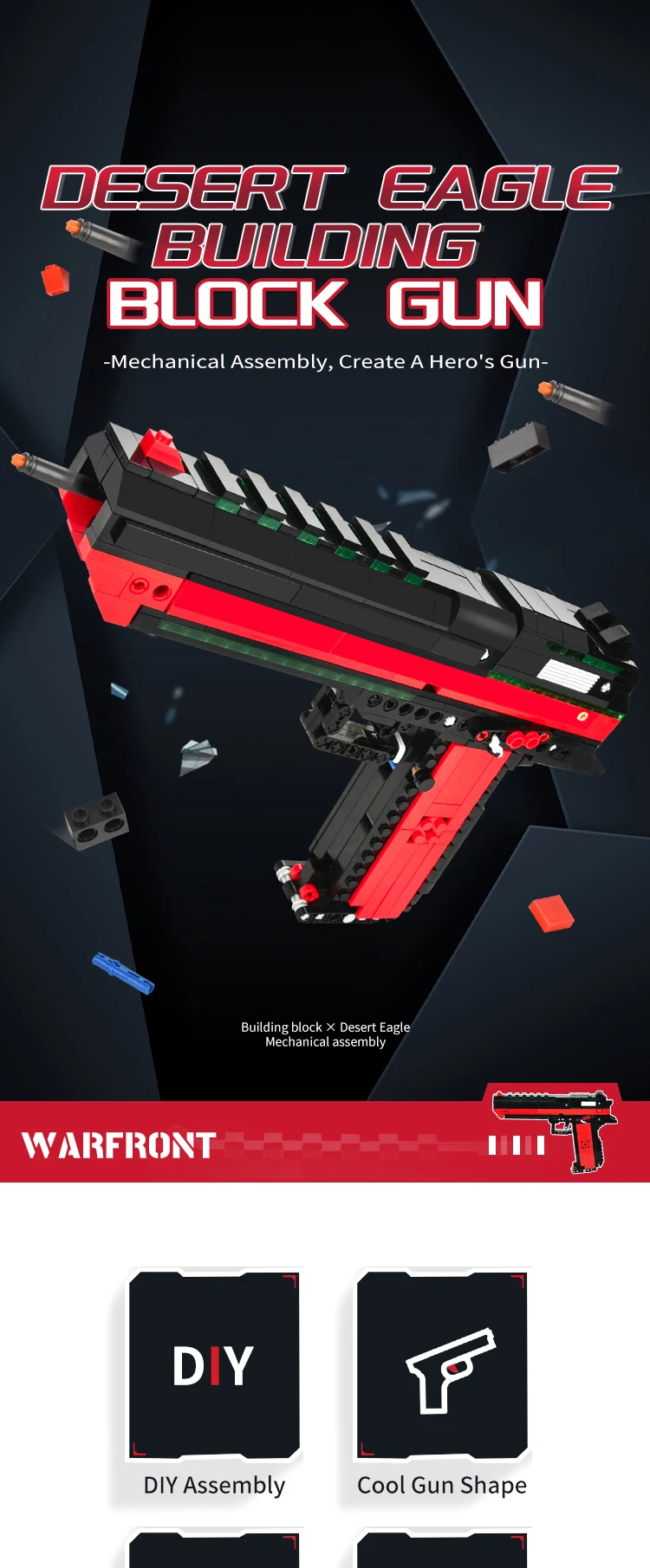 Modern Design Gun Toy Desert Eagle Toys Block Building 635pcs Diy Build ...