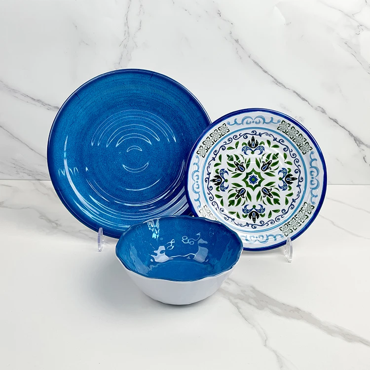 12pcs Melamine Unbreakable Dinnerware Set Luxury Plates and Bowls Set ...