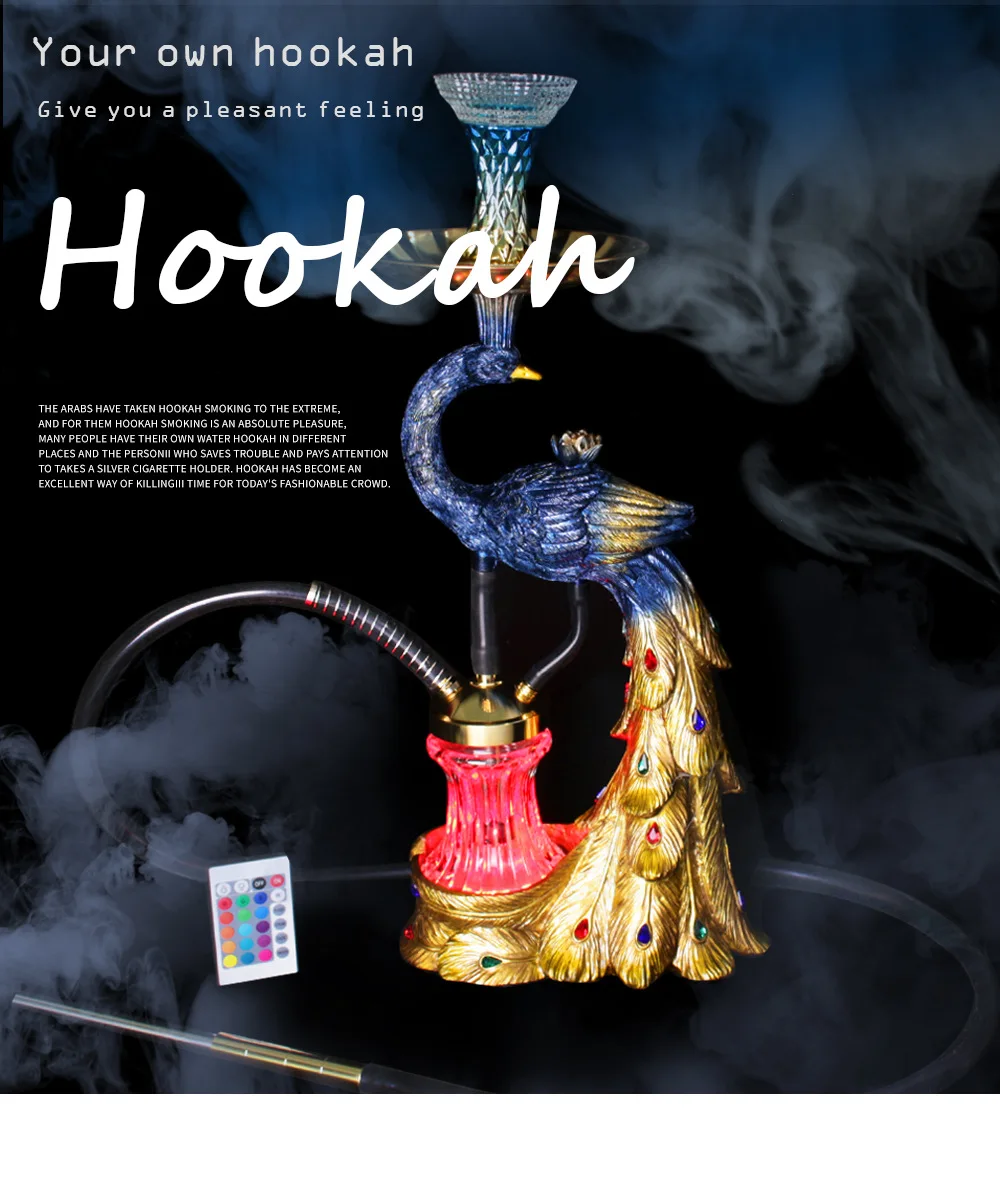 56cm Resin Elegant Peacock Hookah Shisha With Led Light - Buy Peacock ...