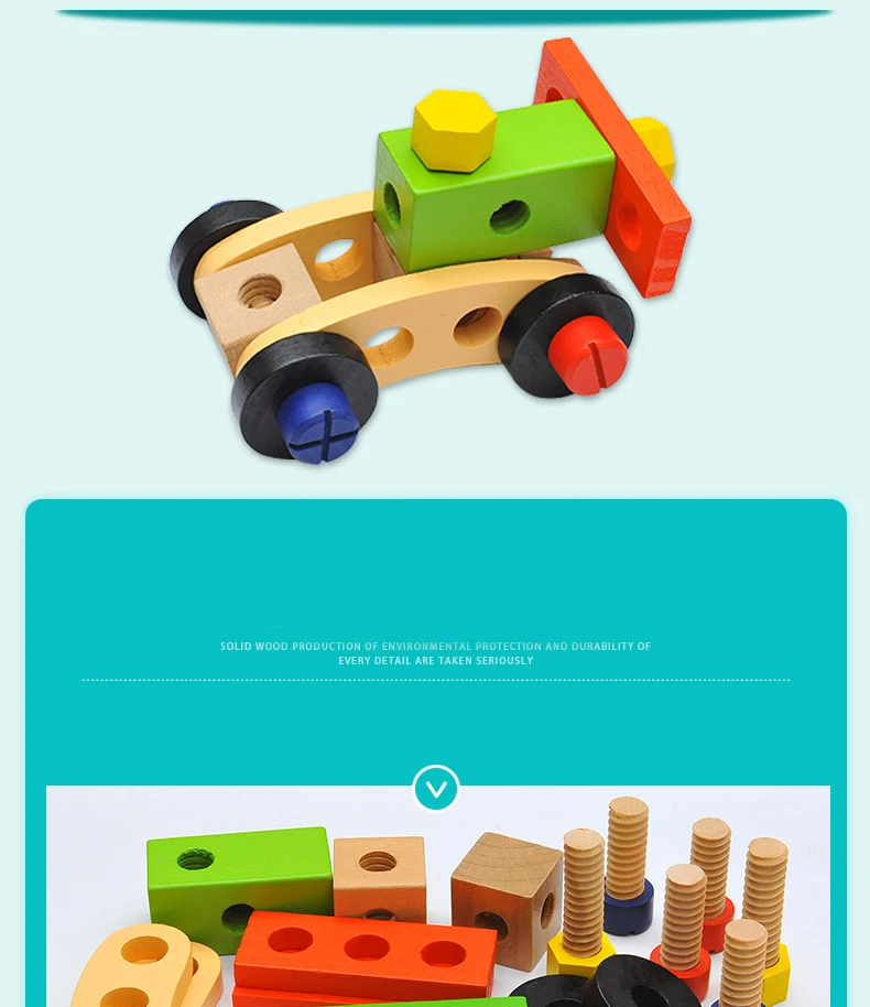 Children's Toy - Cartoon Wooden Portable Repair Toolbox