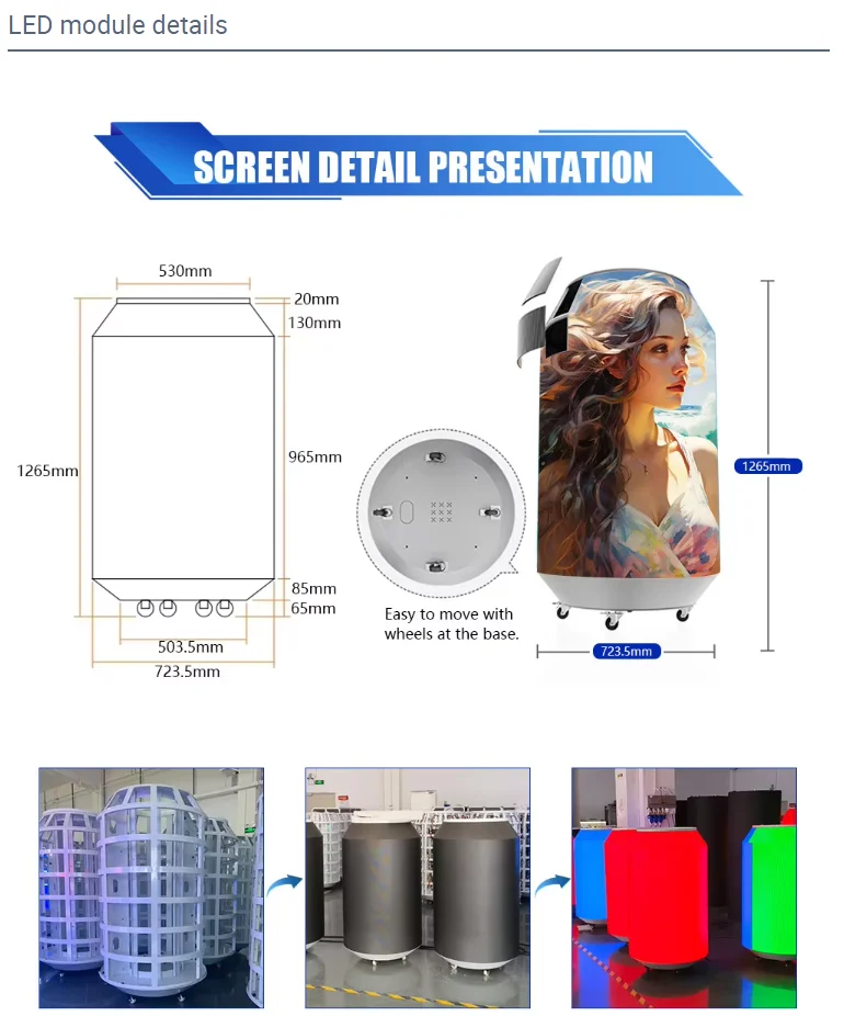 Custom Shape LED Display Cans Design With FlexIble Led Panels Special ...