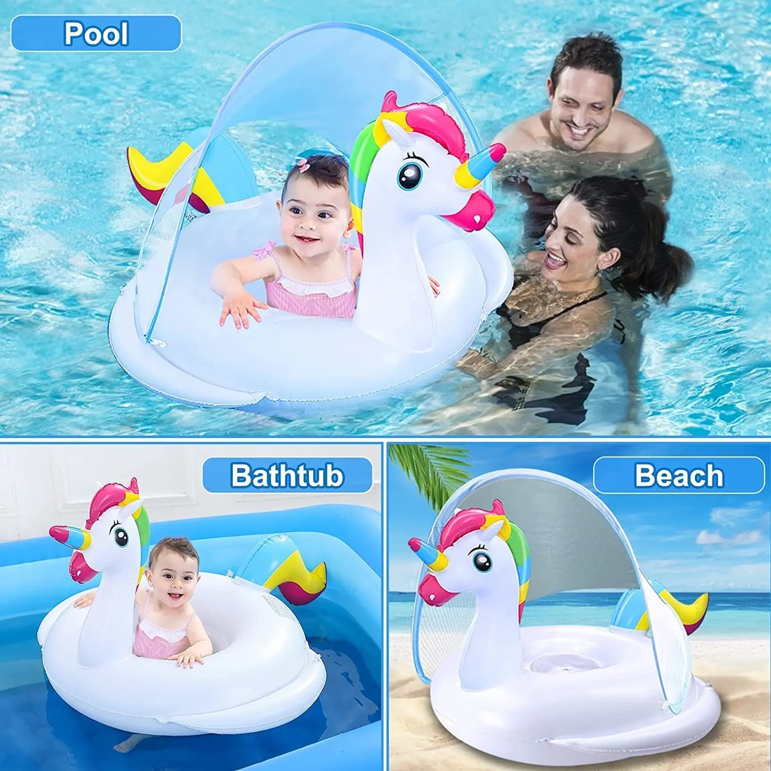 Baby Swimming Pool Float Inflatable Pool Floats Ring With Safety Seat ...