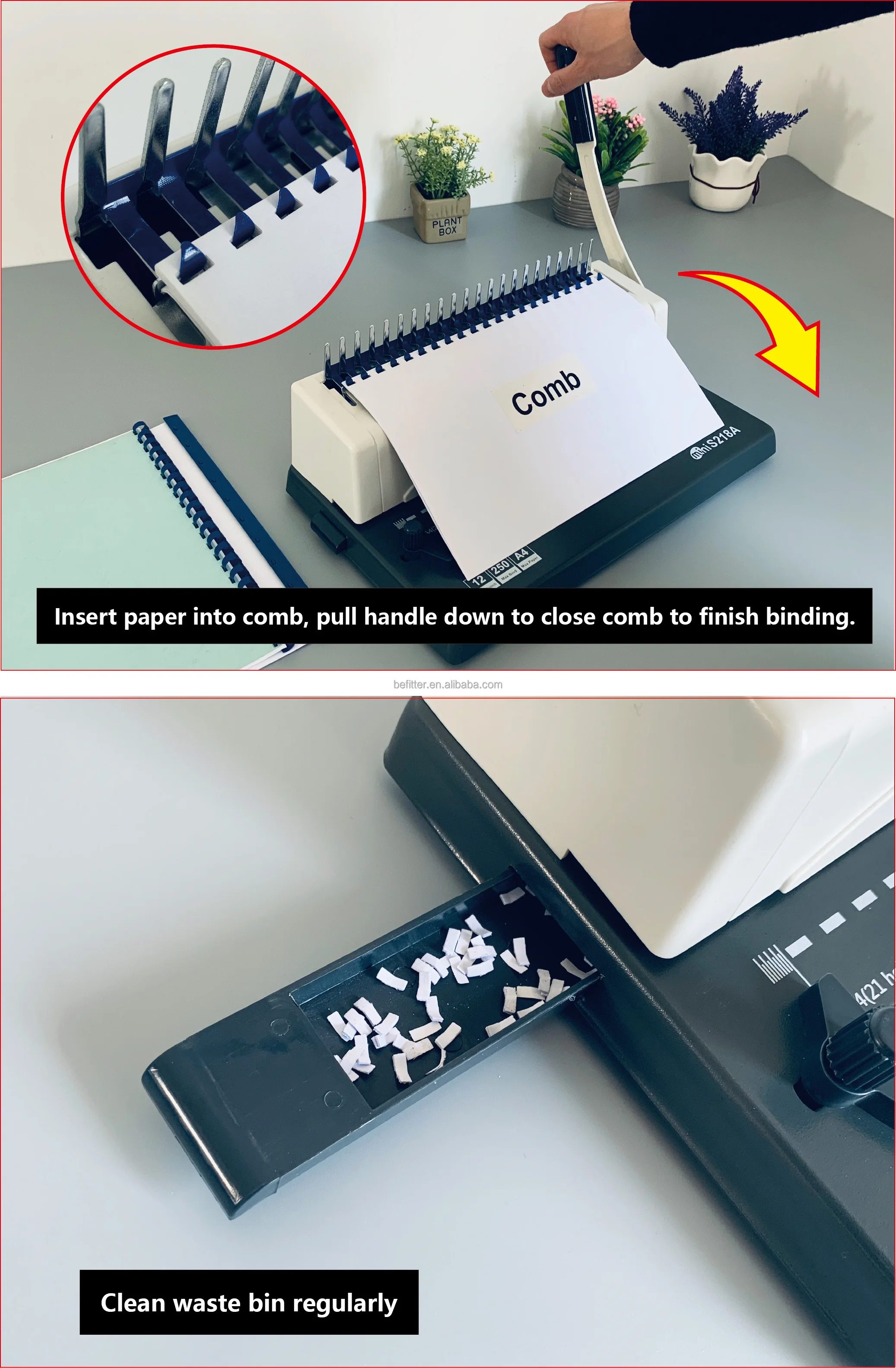S218 A4 Small Manual Book Comb Binding Machine - Befitter