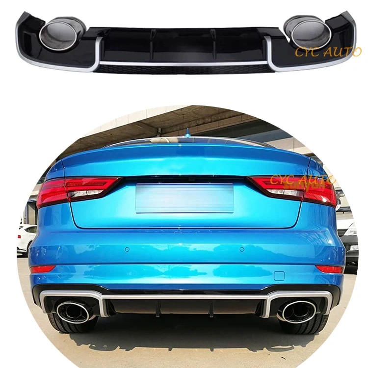 RS3 style rear bumper lip rear diffuser for Audi A3 8V 8Y Hatchback Sedan 2013 2014 2015 2016 2017 2018 2019 Alibaba