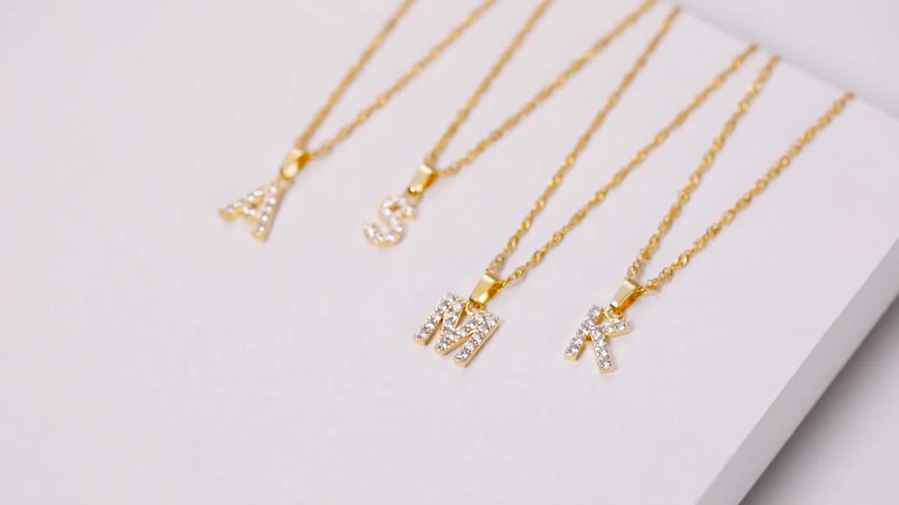 Fashion 26 Letter Pendant Gold Jewelry Woman Alphabet Diamond Initial ...