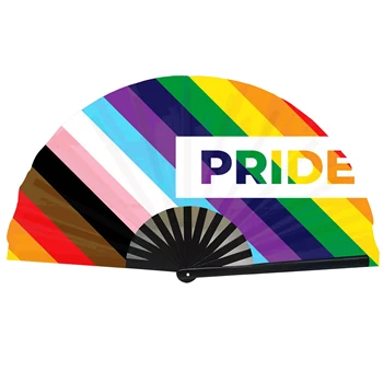 Lgbt Custom Printing Large Rainbow Folding Hand Fans Rave Festival ...