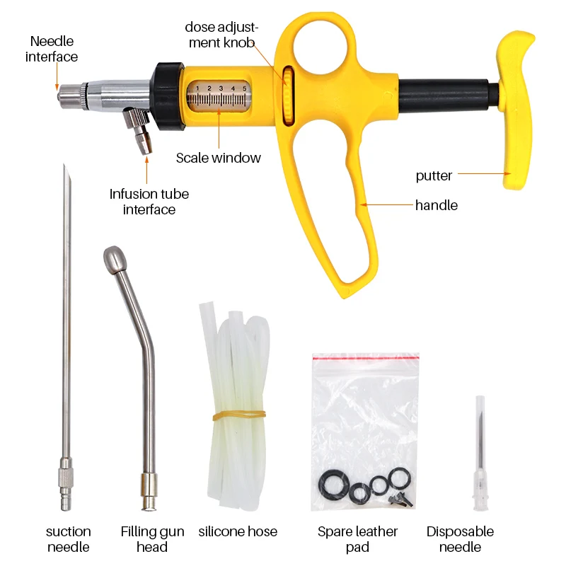 5ml Automatic Vaccine Syringe Medicine Feeder Poultry Dosing Gun Animal ...