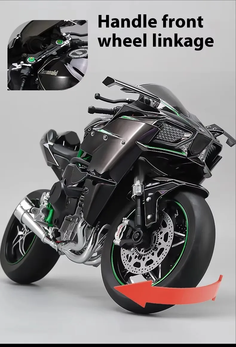 1:6 Kawasaki Ninja H2R Motorcycle Model with Sound & Light - Pull Back ...