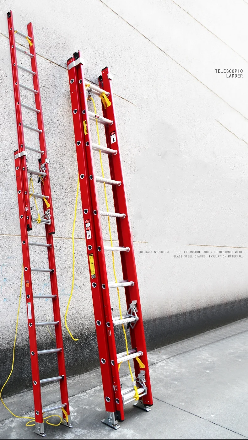 Red Color Fiberglass Ladders - Durable, Insulated, and Versatile