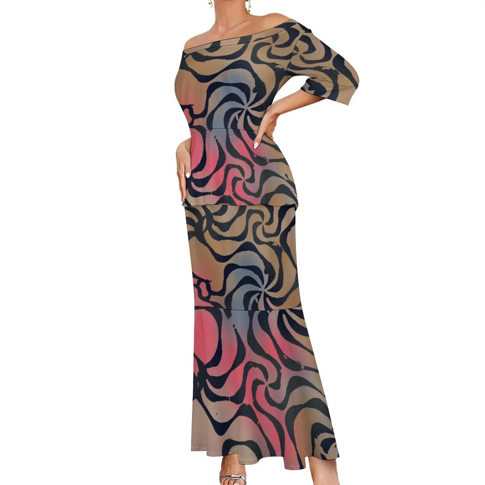 Custom Samoa Polynesian Tribal Tapa Puletasi Clothes 2 Piece Sets Long ...