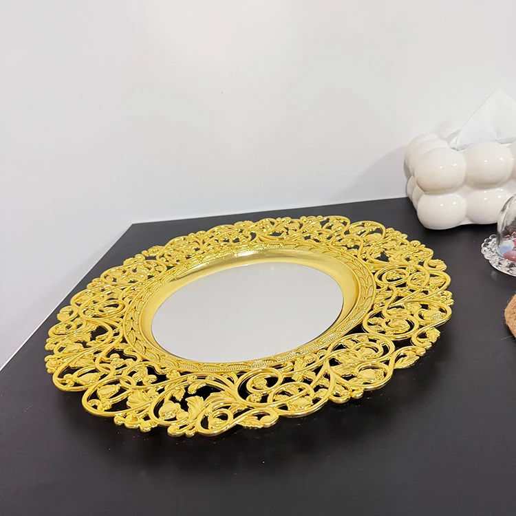 Luxury Gold Mirror Plastic Round Charger Plates Decorative Dinner ...