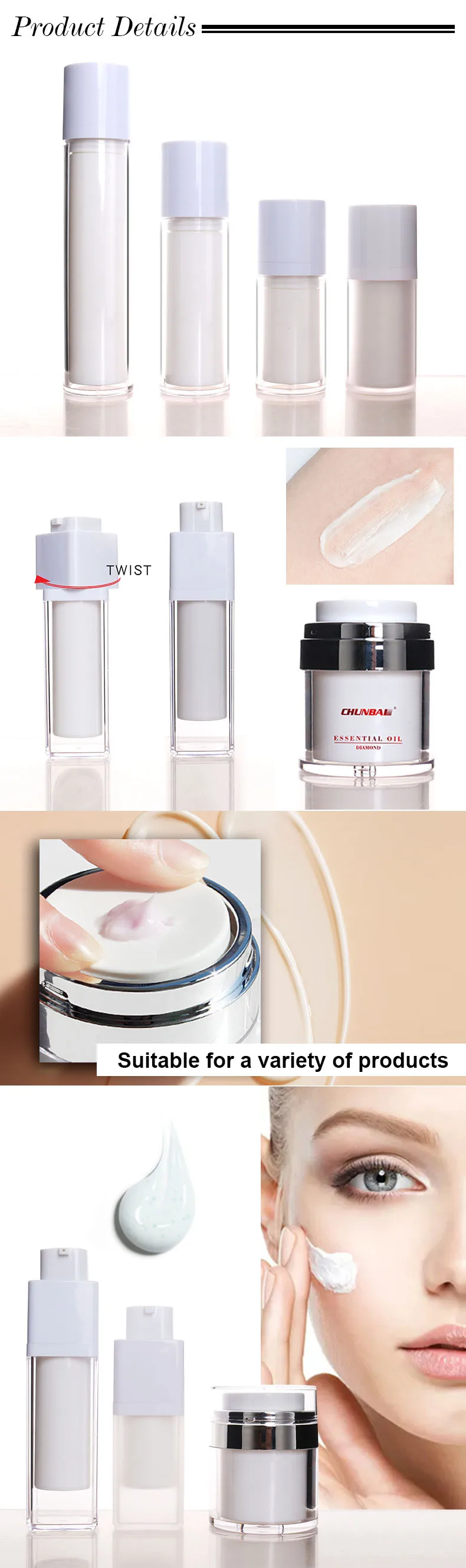 CHUNBAI Airless Pump Lotion Bottles - Cosmetic Plastic