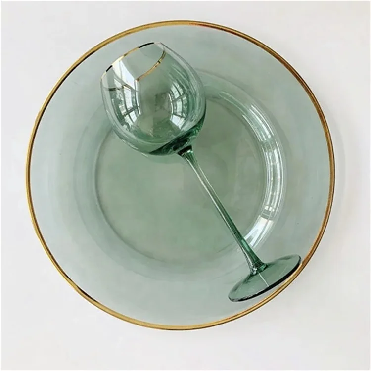Alibaba.com: Joy Tableware Green Glass Charger Plates with Gold Rim ...