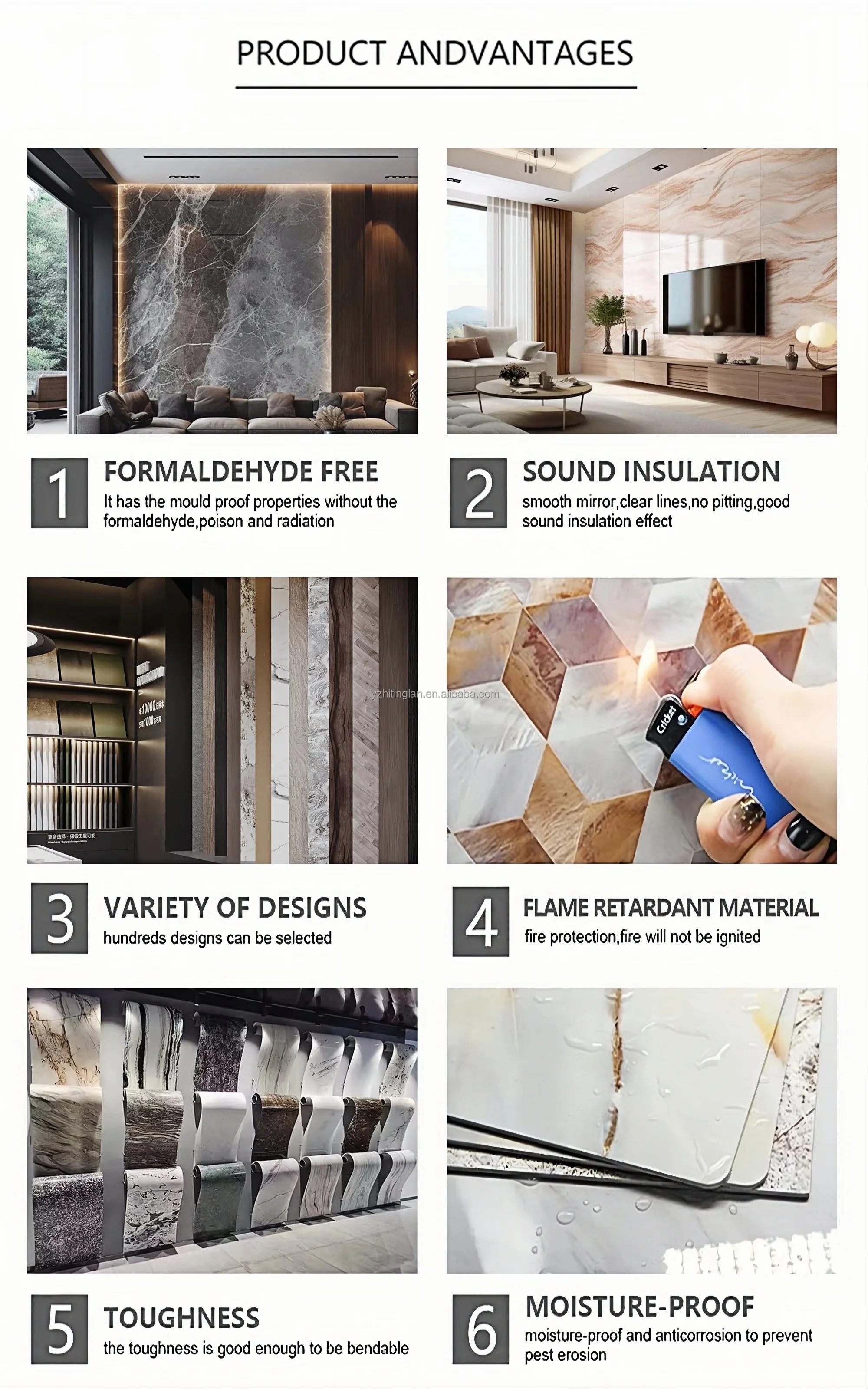 UV Board Decorative Wall Panel PVC Marble Sheet 1220*2440*3mm for ...