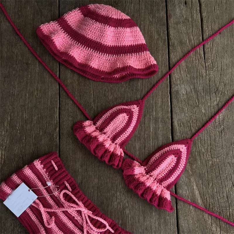 Hand crocheted Sexy bikini set women swimsuit Two-Piece Set Split ...