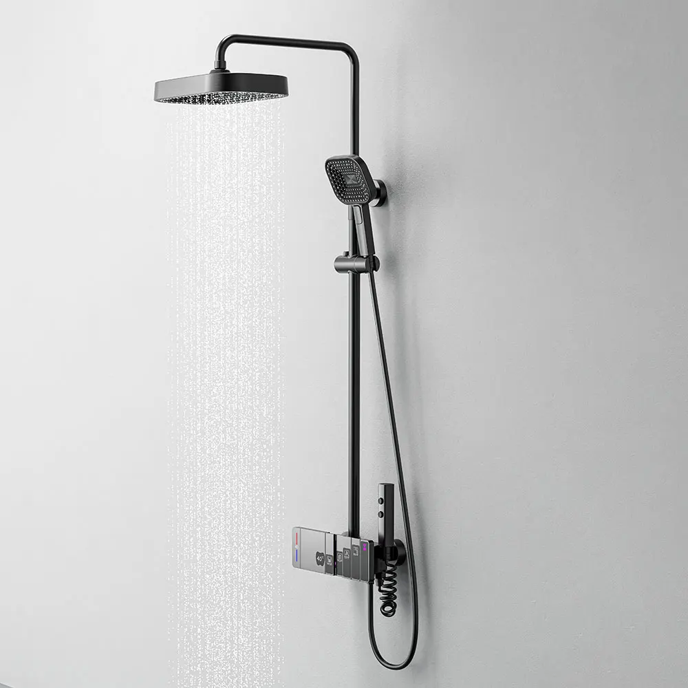 Bathroom Shower System Piano Key Led Shower Set Digital Temperature ...