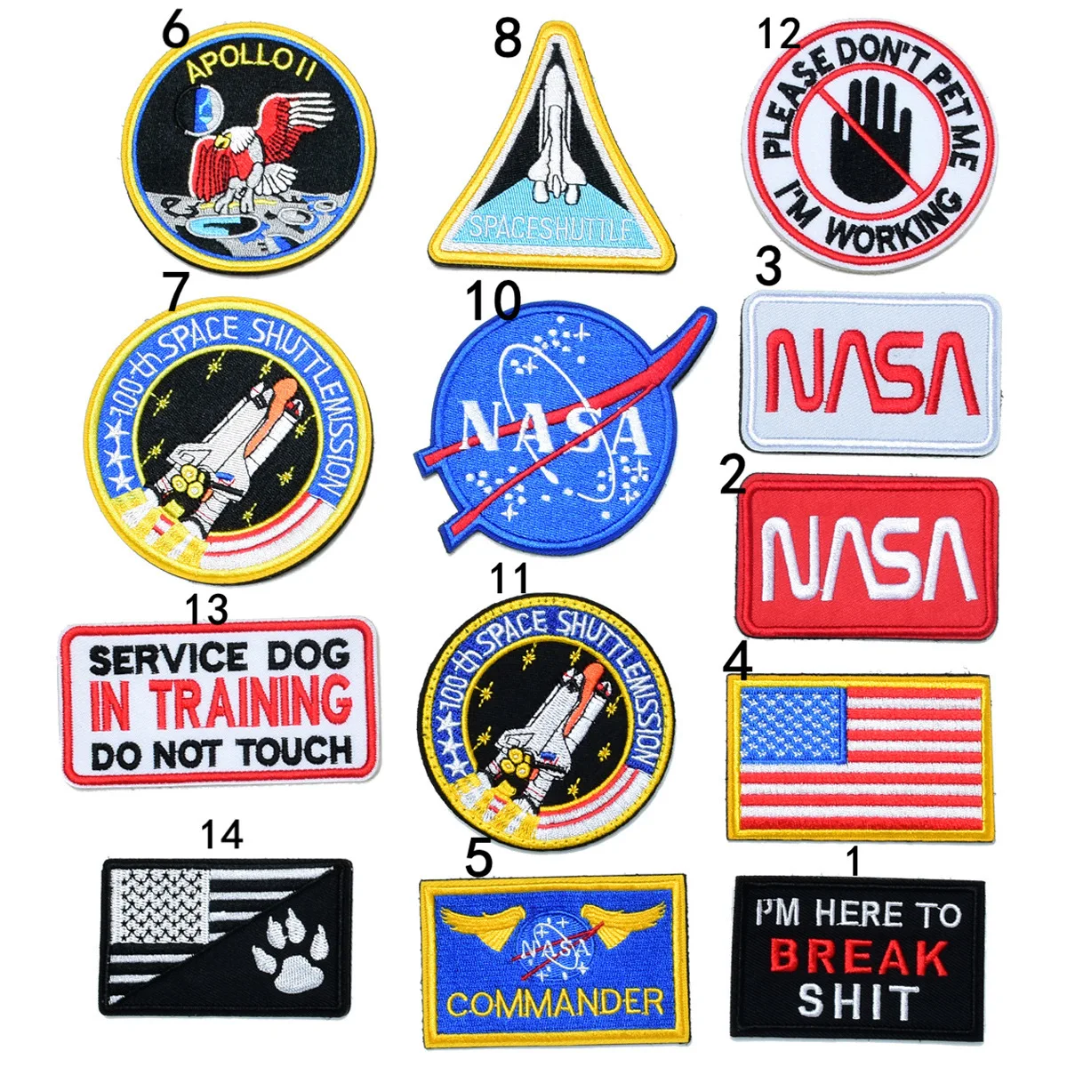 NASA Space Agency Embroidered Patch Hook and Loop Fasteners for Hat Bag ...